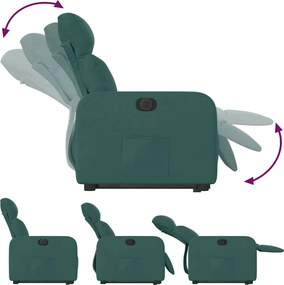 Elektrické zvedací polohovací křeslo tmavě zelené textil 3206723