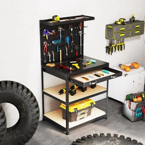 Costway Pracovní stůl nosnost 225 kg s perforovanou stěnou a zásuvkami