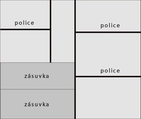 LORIN mo | komoda 8 | 90 cm | s policemi, zásuvkami a dvířky | PUSH OPEN | kašmír/modrá