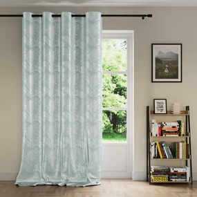 Závěs AmeliaHome Velvet Silver Leaves s průchodkami 140x245 cm mátový