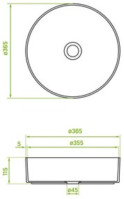 Laveo Desna, keramické umyvadlo na desku 360x360x120 mm, černá matná, LAV-VUD_B236