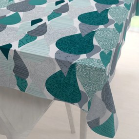 Biante Bavlněný obdélníkový ubrus Sandra SA-444 Šedo-petrolejové kapky s ornamenty 50x100 cm
