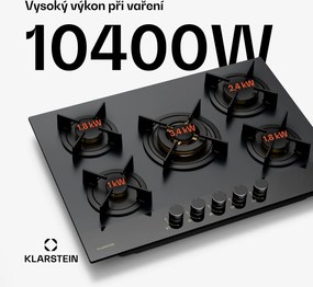 Klarstein Plynová varná deska Goldflame Nano, 5 mosazných hořáků, Nano povlak, LPG/zemní plyn