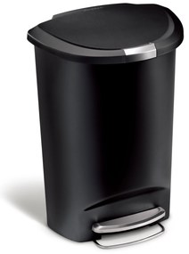 Pedálový odpadkový koš simplehuman – 50 l, půlkulatý, plast, černý