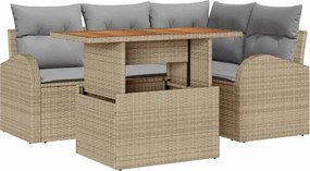 Sada zahradních pohovek 5 ks Béžová Poly ratan 3358317