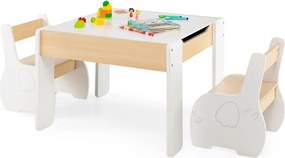 Costway 4 v 1 3dílná dřevěná dětská sedací skupina s odnímatelnou deskou