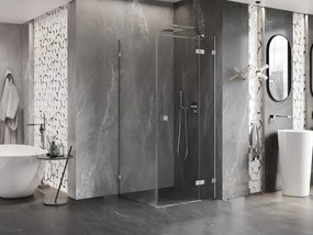 Mexen Lunar T, sklopný sprchový kout pravý 110 x 110 cm, 8mm čiré sklo, ocelový profil, 834T-110-110-97-00-P