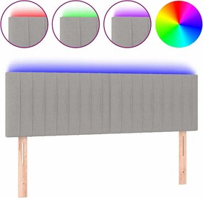 Čelo postele s LED světle šedé 144 x 5 x 78/88 cm textil 3121848