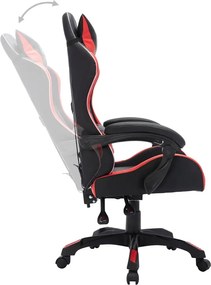 Herní židle s RGB LED podsvícením červeno-černá umělá kůže 287997