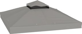 Outsunny náhradní střecha altánu 3 × 3 m — dvouvrstvá, voděodolná s PVC povlakem 600D Oxford (370 g/m²), UPF 30, odtokové otvory, šedá | Aosom