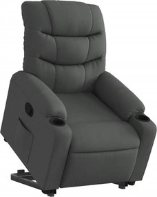 Zvedací polohovací křeslo tmavě šedé textil 3206646