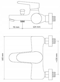 Gamma Cobi, nástěnná vanová baterie, černá matná, GMA-BCIW-BK