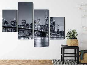 Vícedílný obraz Panorama New Yorku V Noci Nedostatek Nedostatek Plátno Canvas 160x100
