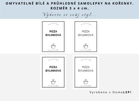PIZZA BYLINKOVÁ - Samolepka na kořenky 3 x 4 cm - DomaLEP varianta: BÍLÁ - základní písmo
