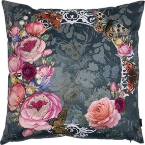 Zelený ručně vyrobený polštář s květy v koruně Crown - 45*45*10cm