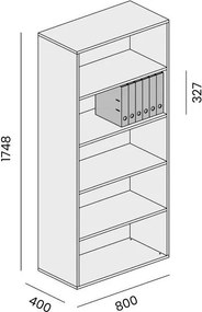 Kancelářský regál vysoký BLOCK, 800 x 400 x 1748 mm, dub přírodní