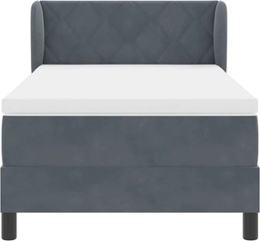 Postel s boxspringem s čelo Tmavě šedá 90 x 200 cm samet 3340425