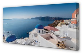 Obrazy na plátně Řecko sea panorama budov 125x50 cm