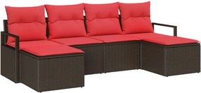 Set pohovek 6 ks Hnědá polyratan 3346494