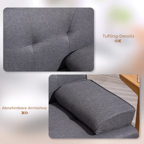Rozkládací pohovka HOMCOM Třímístná rozkládací pohovka s rozkládacím stolkem a držákem na nápoje, skandinávský design v tmavě šedé barvě, nosnost až …