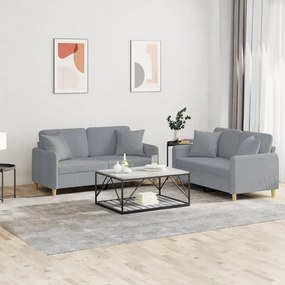 2dílná sedací souprava s polštáři světle šedá textil 3202102