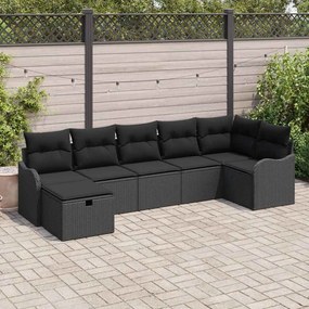 Set pohovek 7 ks 7-Počet míst Černá polyratan 3359002