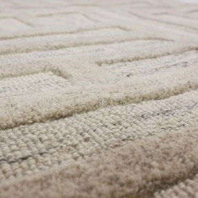 Šedobéžový ručně tkaný vlněný běhoun 80x300 cm Elva – Flair Rugs