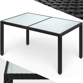 Umělý ratan Zahradní stůl černý 150x90x75cm sklo