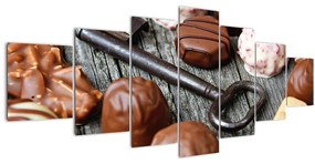 Obraz čokolády a klíče (210x100 cm)