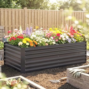 Outsunny vyvýšený záhon z oceli, záhon studený rám zahradní záhon květinový box zásuvný, sadba box sadba zelenina postel 180x90x60cm pro zahradu balk…