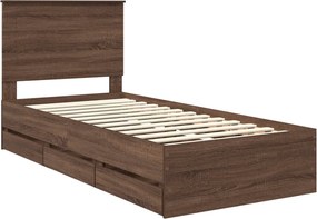 Rám postele se zásuvkou Hnědý dub 90 x 200 cm Inženýrské dřevo 3409509