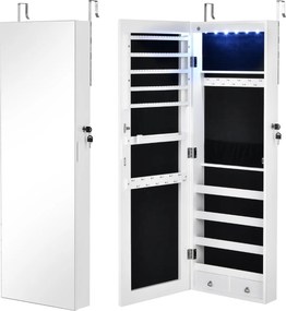Costway Mirrored Jewelry Cabinet Uzamykatelný na stěnu/dveře – 36 × 10 × 108 cm