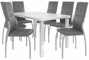 Jídelní set Loreno 1+6 židlí - bílá/popel