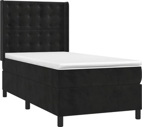 Box spring postel s matrací a LED černá 80 x 200 cm samet 3139771