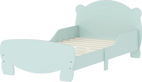 AIYAPLAY Montessori postel pro děti 3-6 let, 140x70 cm jednolůžková dětská postel s ochrannými zábranami a dřevěným rámem ve tvaru medvěda pro dětský