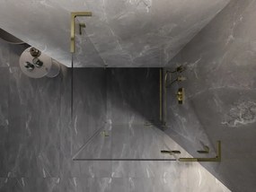Mexen Lunar, L výklopný sprchový kout pravý 90 x 90 cm, 8mm čiré sklo, zlatý profil, 834L-090-090-50-00-P