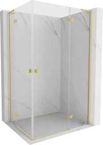 Mexen Mist-H L Duo, 2-křídlý ​​sprchový kout 80 x 85 cm, čiré sklo, zlatý matný profil, 8A5L-080L-085P-55-00