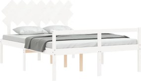 Postel s čelem pro seniory bílý 140x200 cm masivní dřevo 3195547
