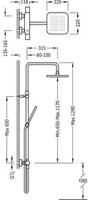 TRES LOFT COLORS Sprchový systém vč. termostatické nástěnné baterie, jantarová/chrom 20019501AM