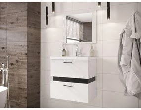 Koupelnový nábytek Torvaldi V, Sifon k umyvadlu: ano, Umyvadlo: ne, Barva: bílá / bílá + černý mat