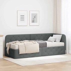 Rohový rám postele Tmavě šedá 80 x 200 cm textil 3394030