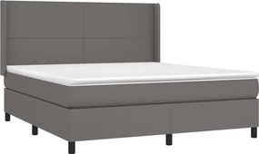 Box spring postel s matrací šedá 160x200 cm umělá kůže 3132391