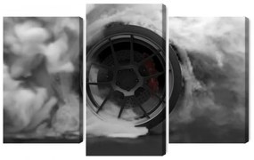Vícedílný obraz Kolo Auta V Oblaku 3D Kouře Nedostatek Nedostatek Přírodní plátno 180x120