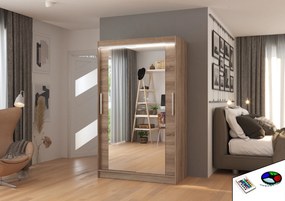 ADRK Furniture Posuvná skříň se zrcadlem a LED osvětlením TIBAGO 120 ADRK-SW-TIB-T-120+L