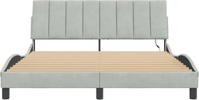 Rám postele s LED osvětlením bez matrace Hanko světle šedý 160 x 200 cm samet 3213787