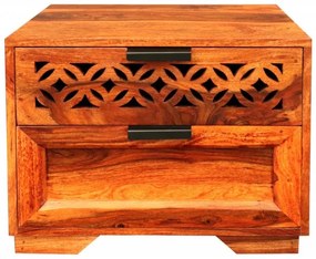 Indický nábytek - Noční stolek Mira 50x40x37 z indického masivu palisandr Světle medová