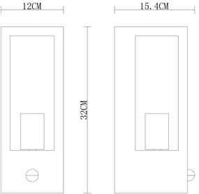 Globo 31980OS-Venkovní nástěnné svítidlo se senzorem GUNDULA 1xE27/60W/230V IP44
