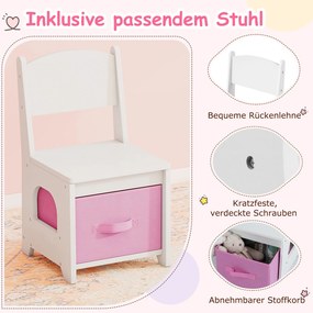 Costway Dětský toaletní stolek a židle set se zrcadlem s 3 barevným osvětlením