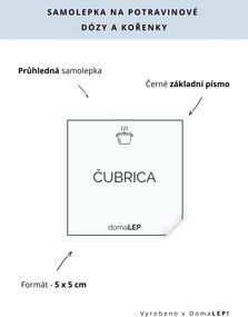 Samolepka na kořenky ČUBRICA průhledná  5 × 5 cm základní písmo