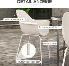 Zahradní židle Outsunny sada 4 stohovatelných židlí s opěradlem a područkami balkonové židle jídelní židle pro zahradu do 120 kg šedá |